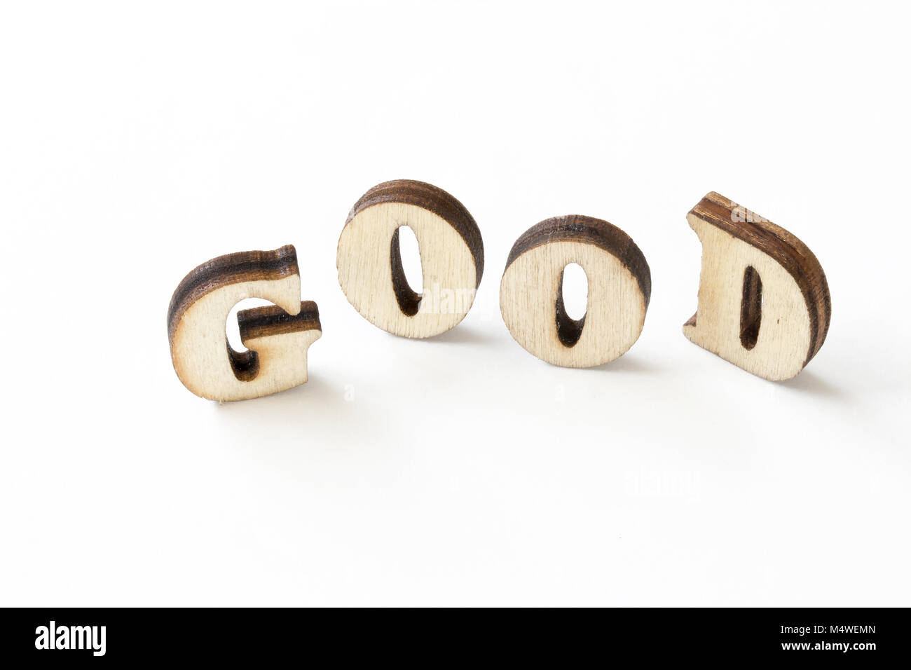 GOOD, Wood letters good on White background Stock Photo - Alamy