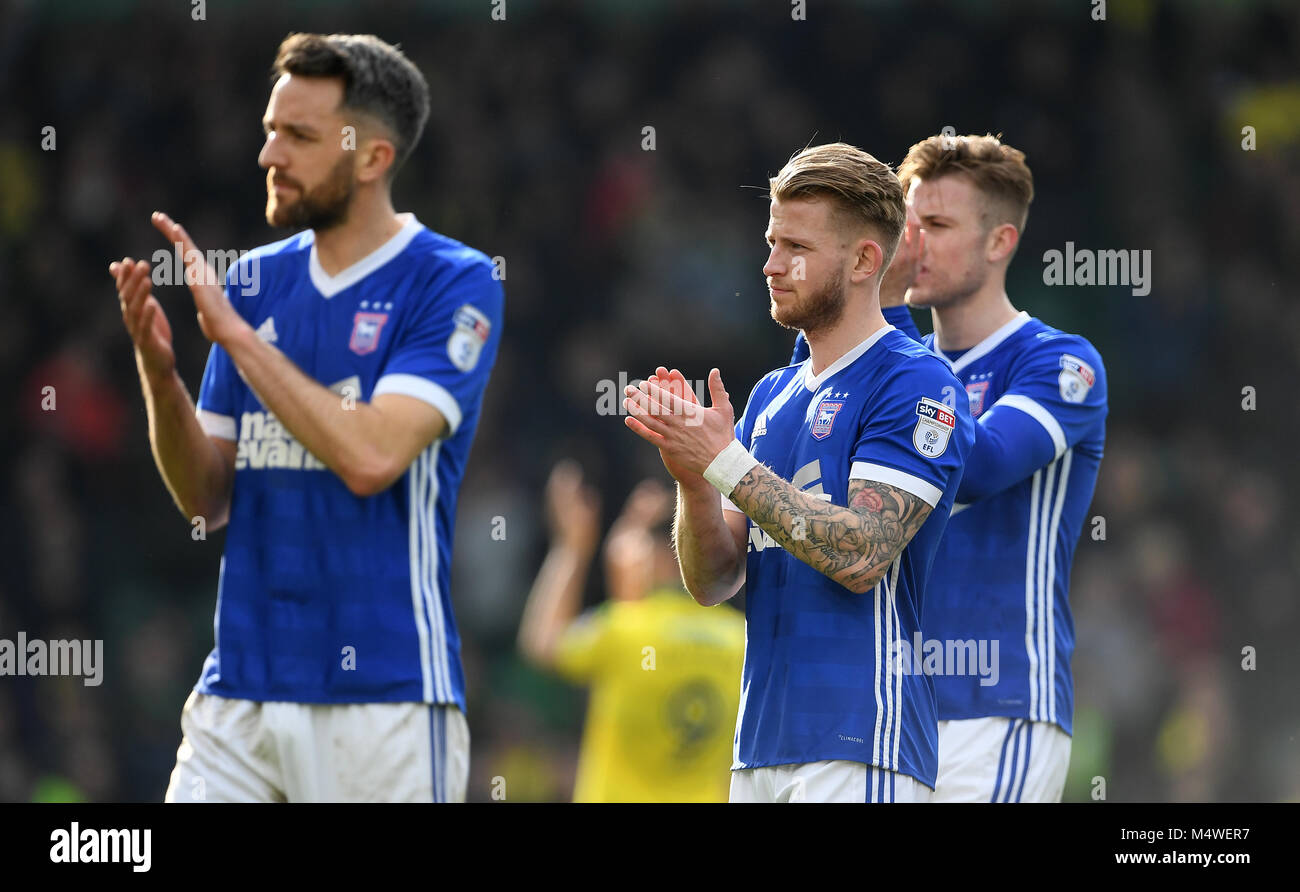 Ipswich Town's Luke Hyam (centre), Cole Skuse (left) and Adam Webster ...
