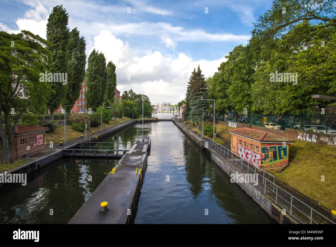 a berlin water channel and the spree river Stock Photo - Alamy