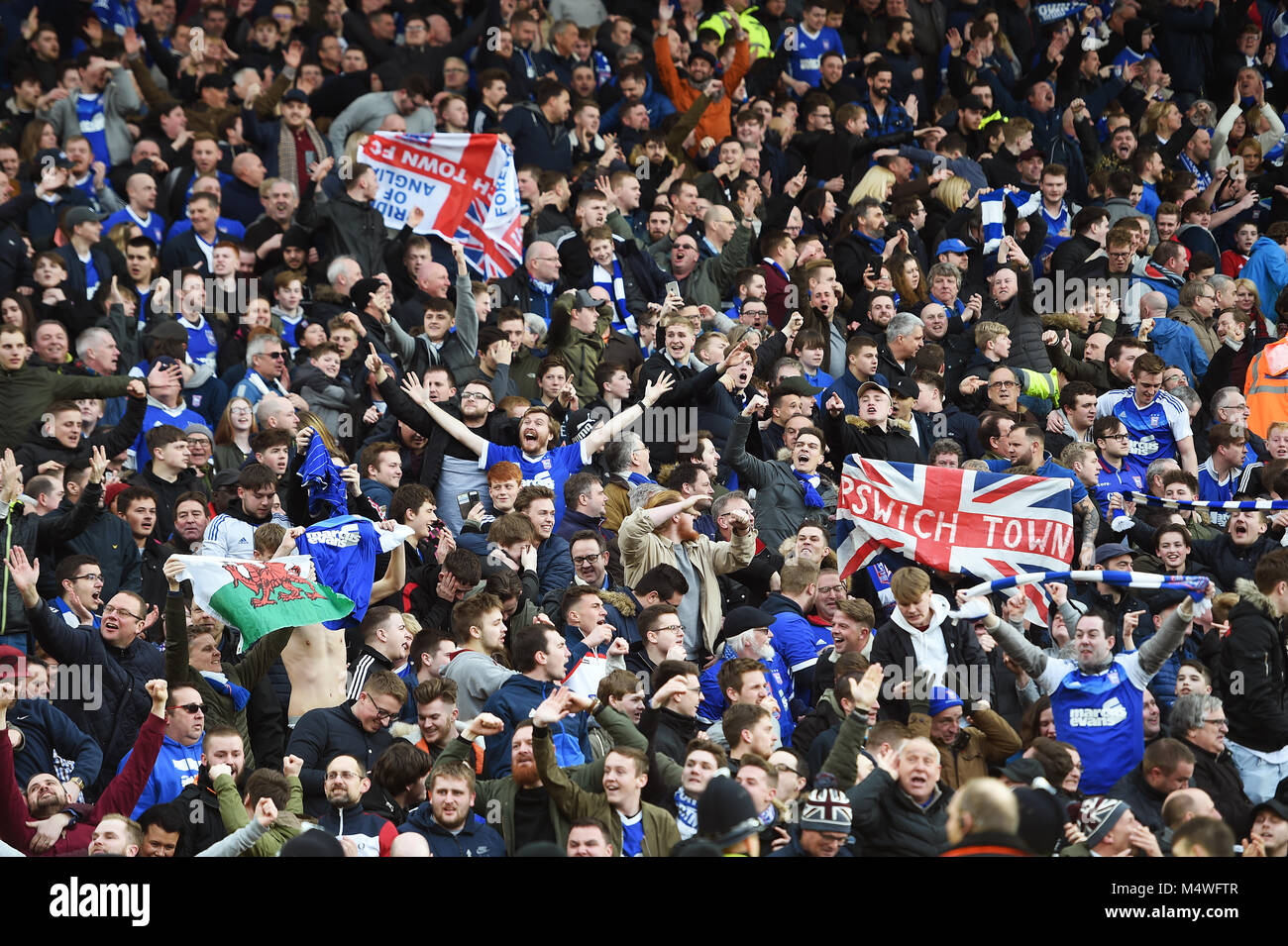 Ipswich fans celebrate in the stands after their side scores the first ...