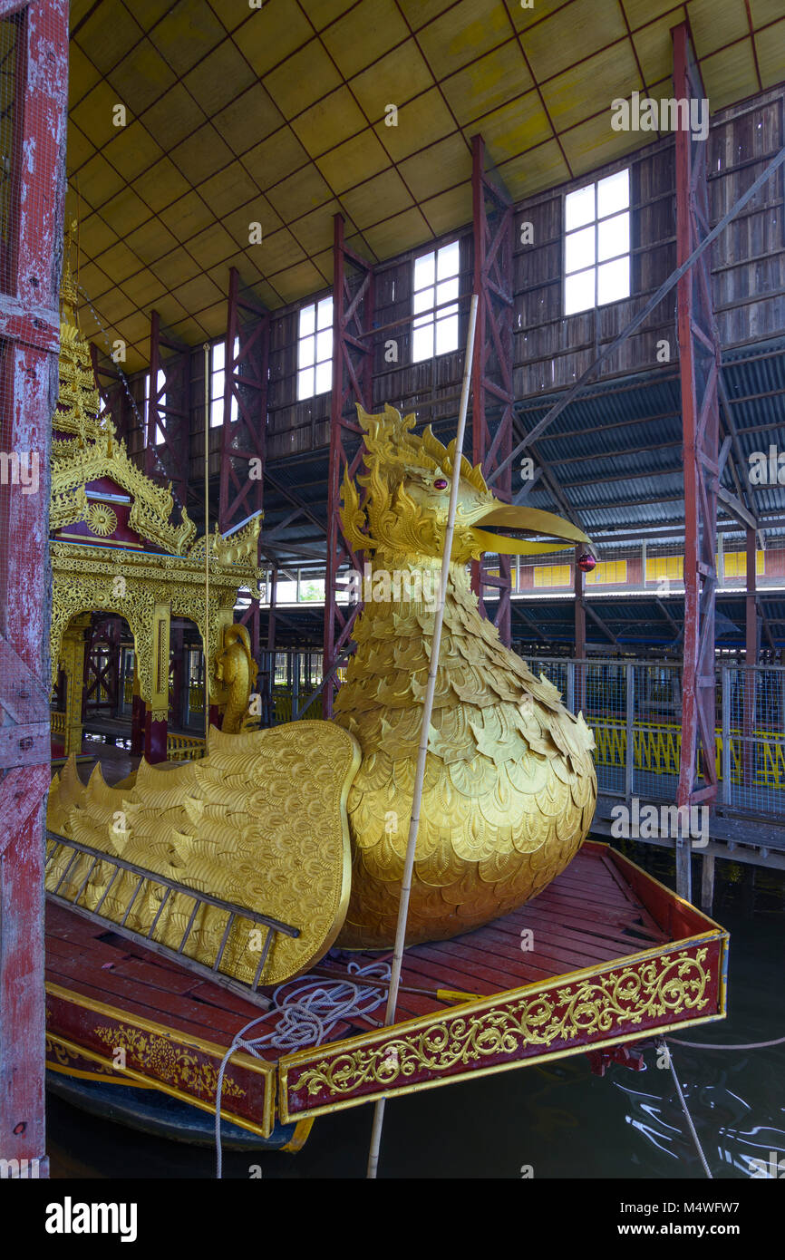 Tha Lay: boat house of procession barge, Inle Lake, Shan State, Myanmar ...