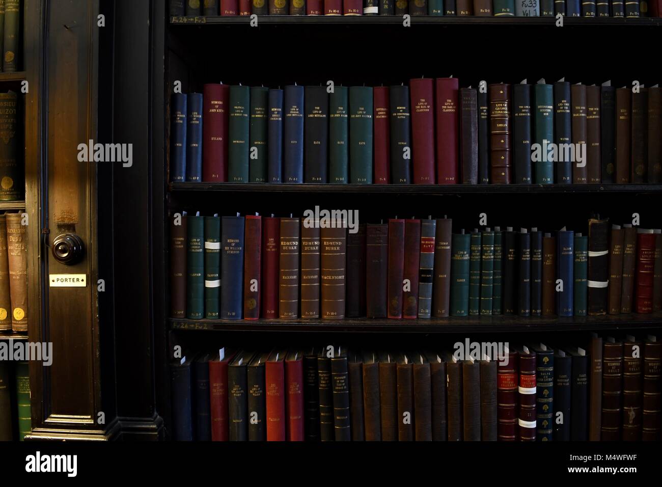Bookshelves in the Portico Library in Manchester Stock Photo - Alamy