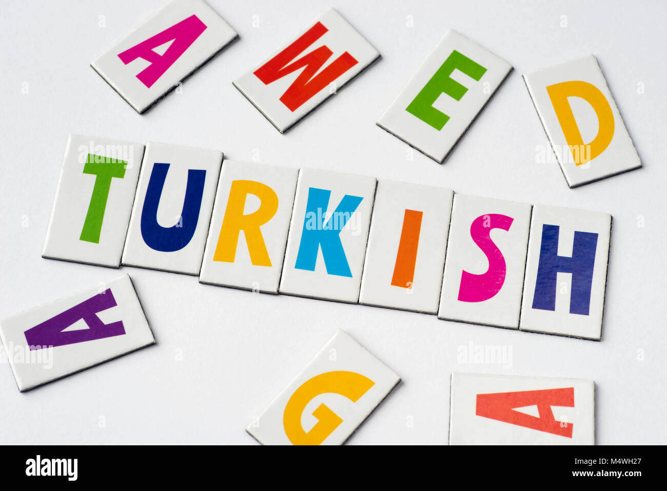 word Turkish made of colorful letters on white background Stock Photo ...