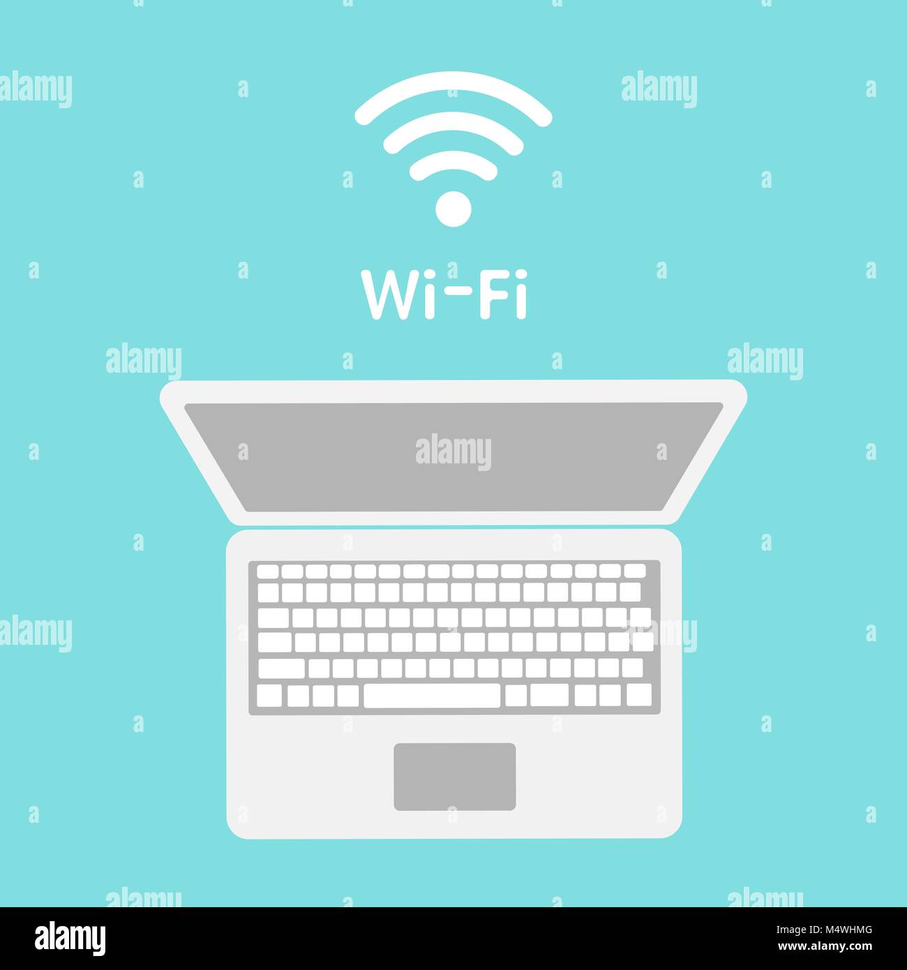 Wi-Fi icon on laptop screen. Wireless technology, wifi connection ...