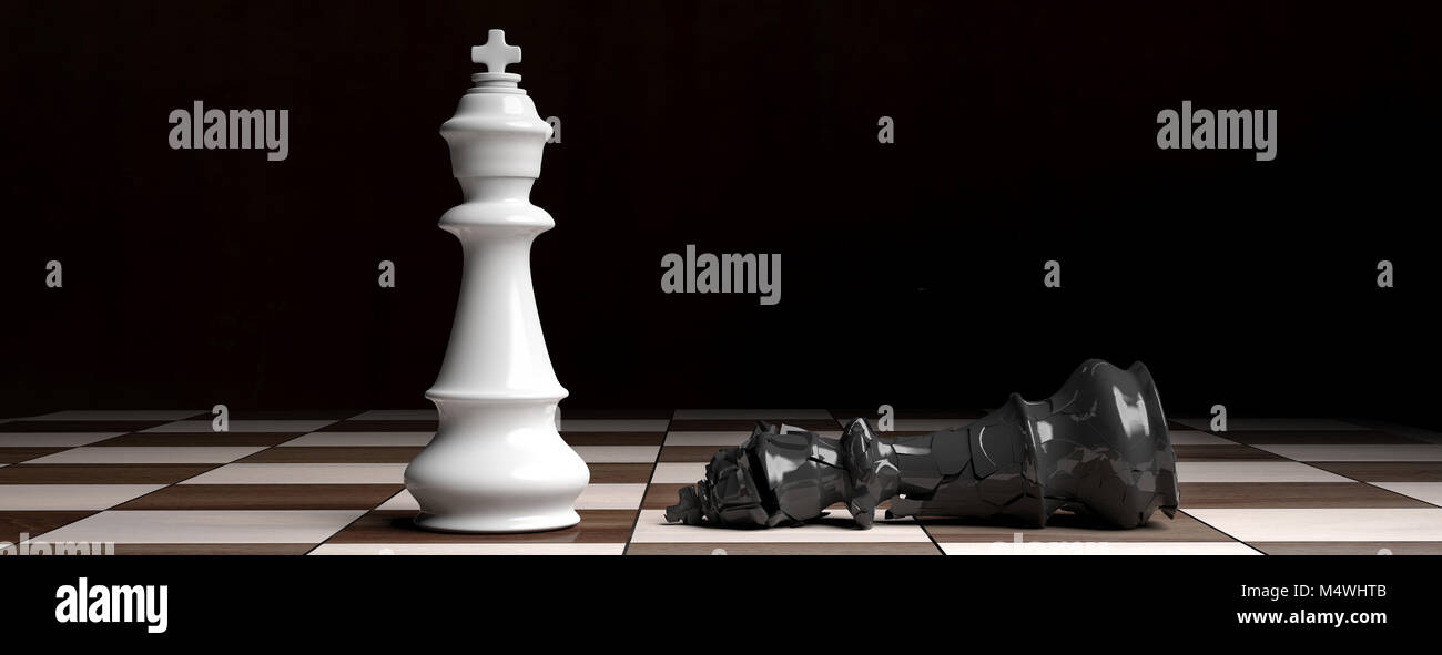 Chess victory for white. White chess king winner standing on the chess ...