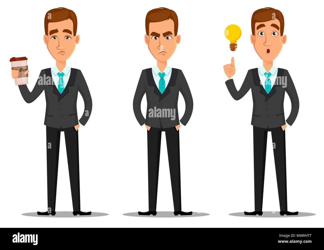 Business man cartoon character. Young handsome smiling businessman in ...