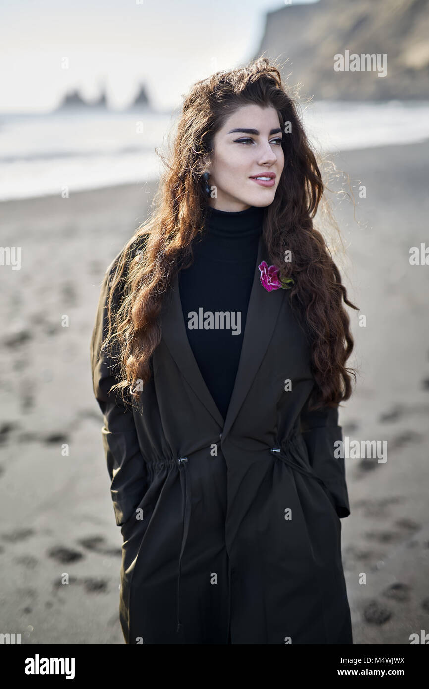 Girl posing on beach Stock Photo - Alamy