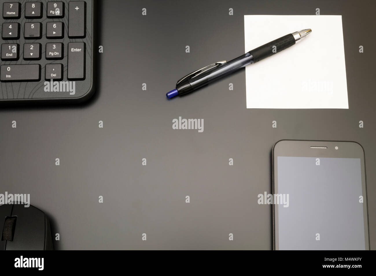 Black office desk top view Stock Photo - Alamy