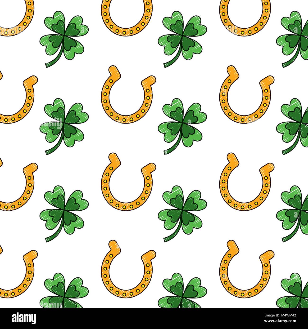 st patricks day horseshoe and clover luck good background Stock Vector ...