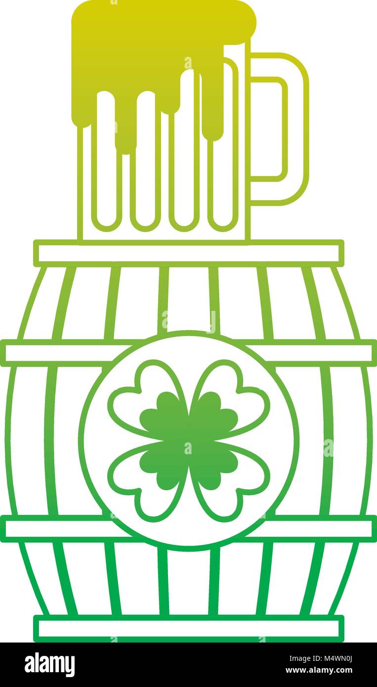 wooden barrel clover with beer glass beverage Stock Vector Image & Art ...