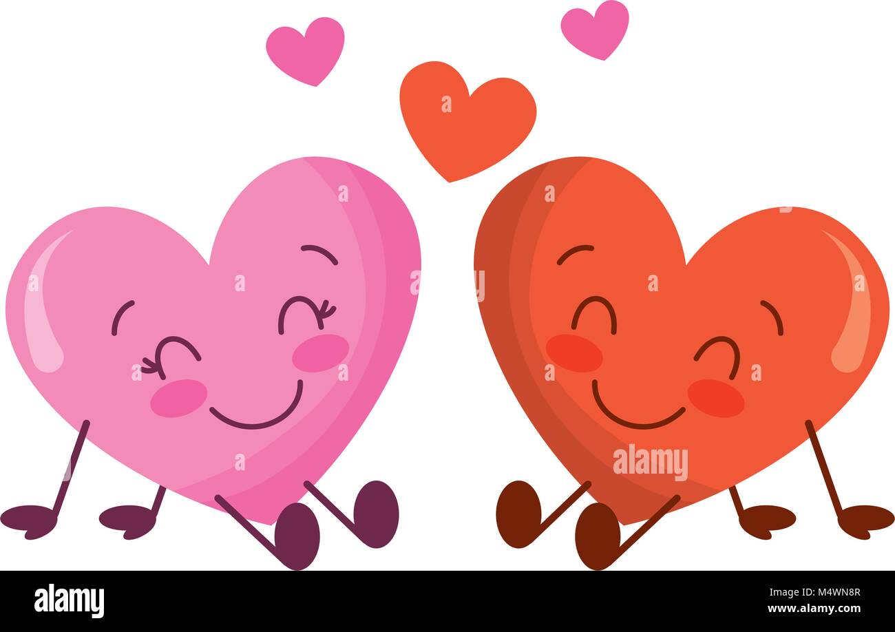 cute hearts couple sitting cartoon love relationship Stock Vector Image ...