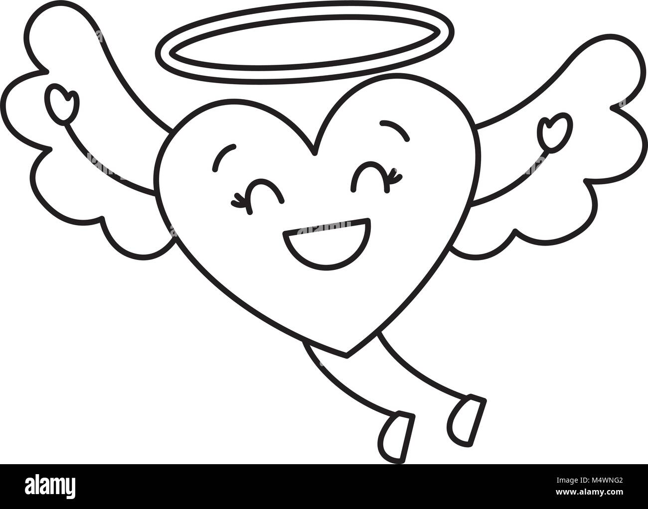 cute love heart flying wings romance Stock Vector Image & Art - Alamy