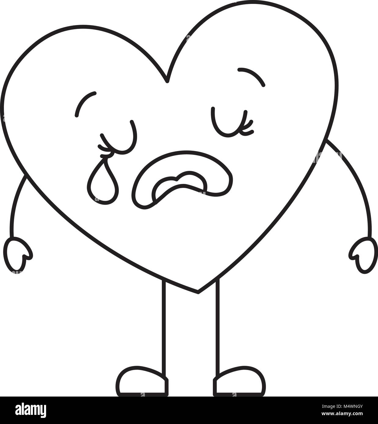 cute cartoon heart love crying sad character Stock Vector Image & Art ...