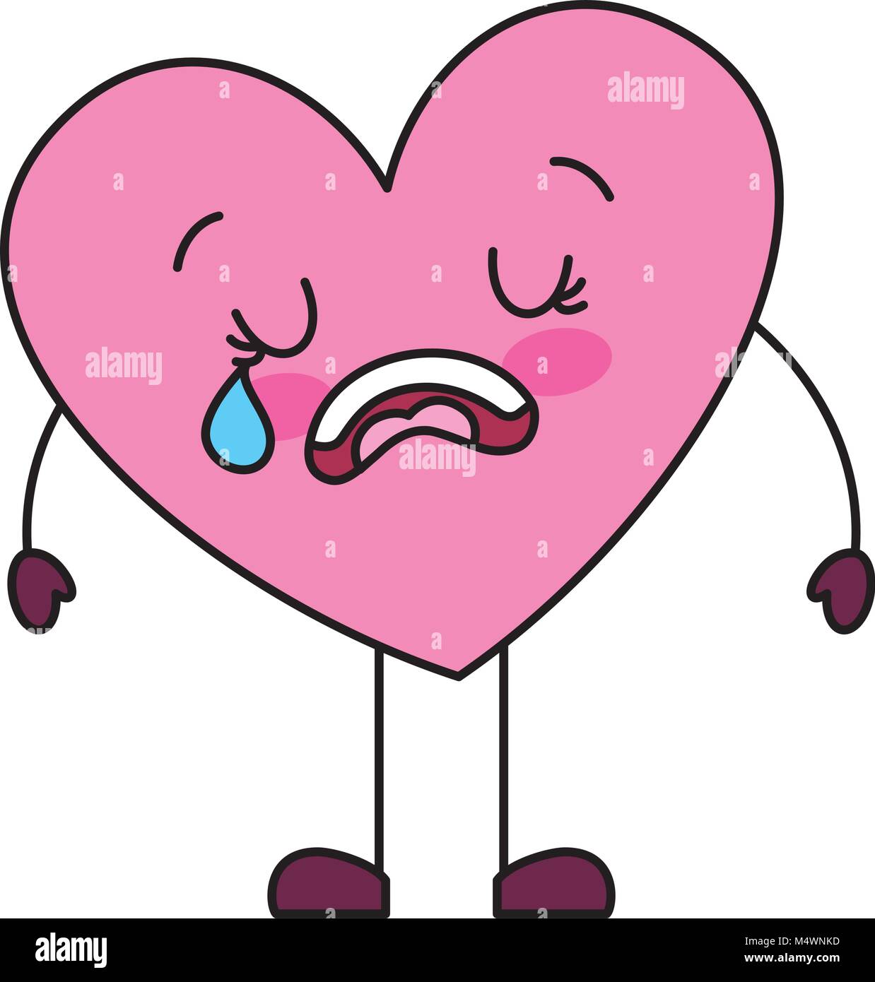 cute cartoon heart love crying sad character Stock Vector Image & Art ...