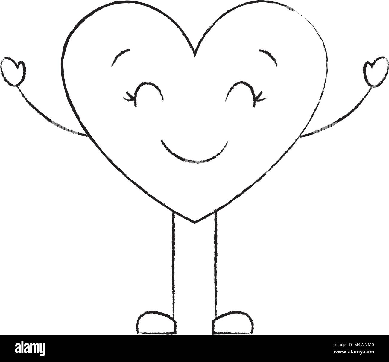 cute cartoon heart happy character Stock Vector Image & Art - Alamy