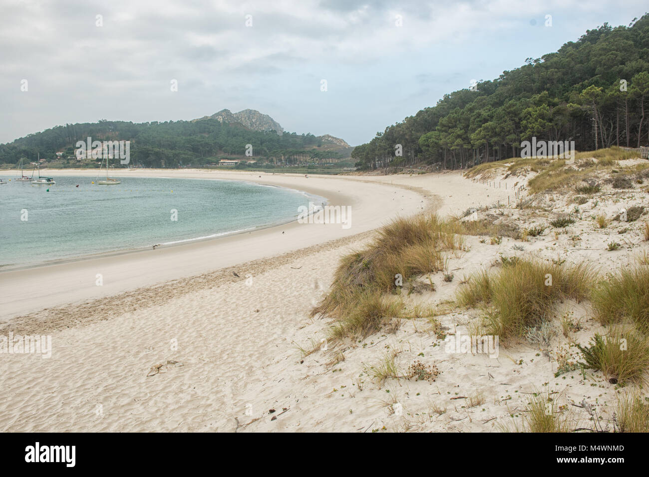 Rodas beach on Cies islands natural park, Galicia, Spain Stock Photo ...