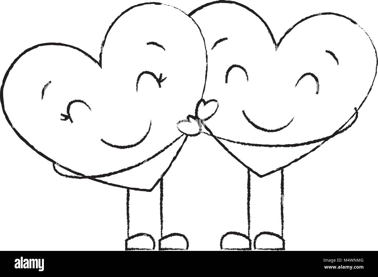 couple in love two cute hearts hugging romance Stock Vector Image & Art ...