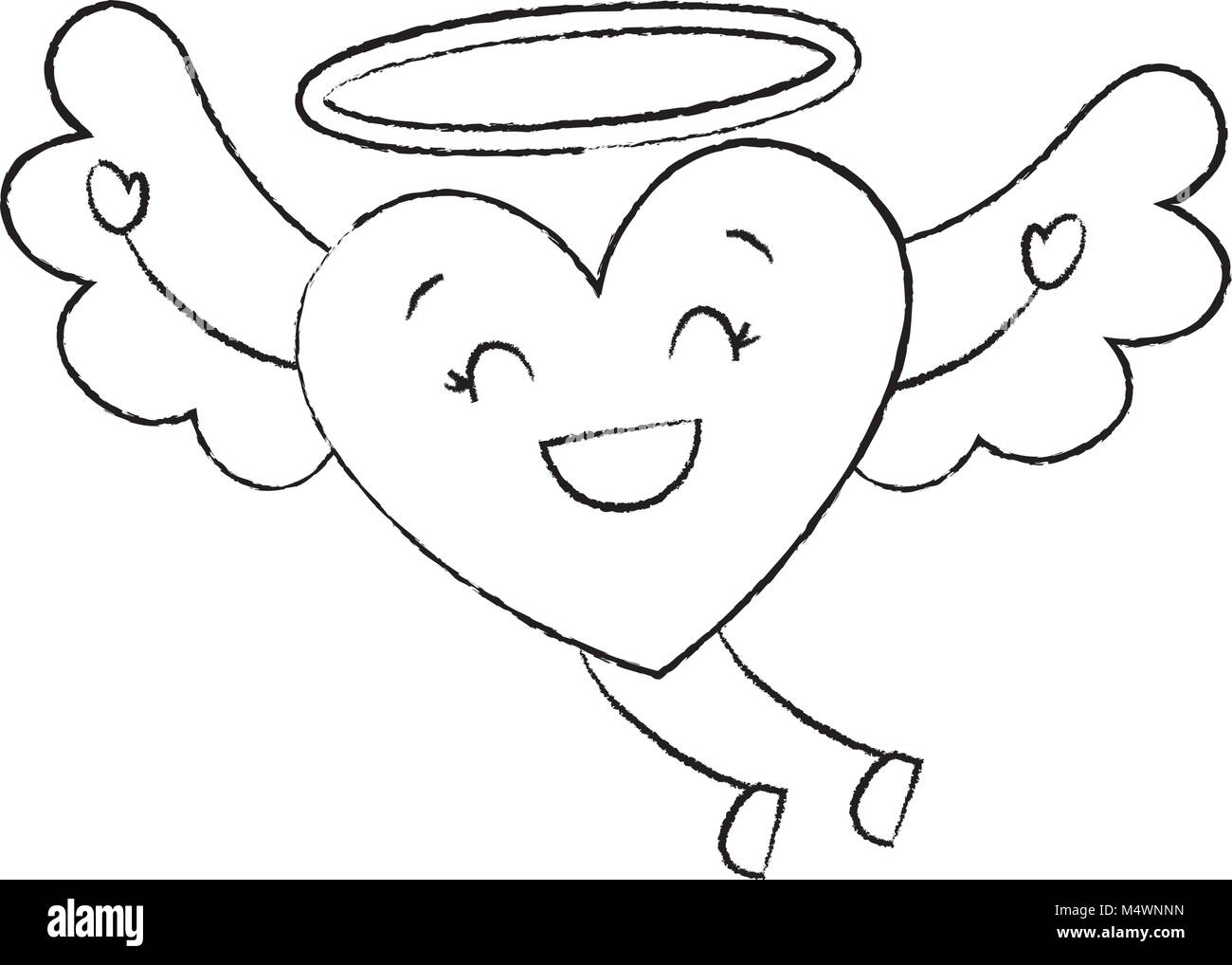 cute love heart flying wings romance Stock Vector Image & Art - Alamy
