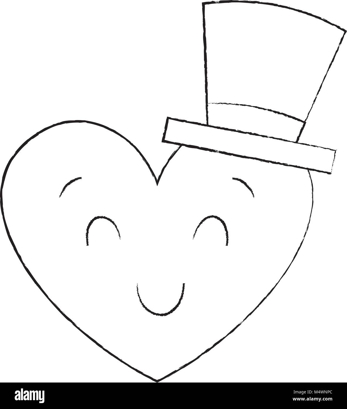 cute heart love with top hat cartoon Stock Vector Image & Art - Alamy