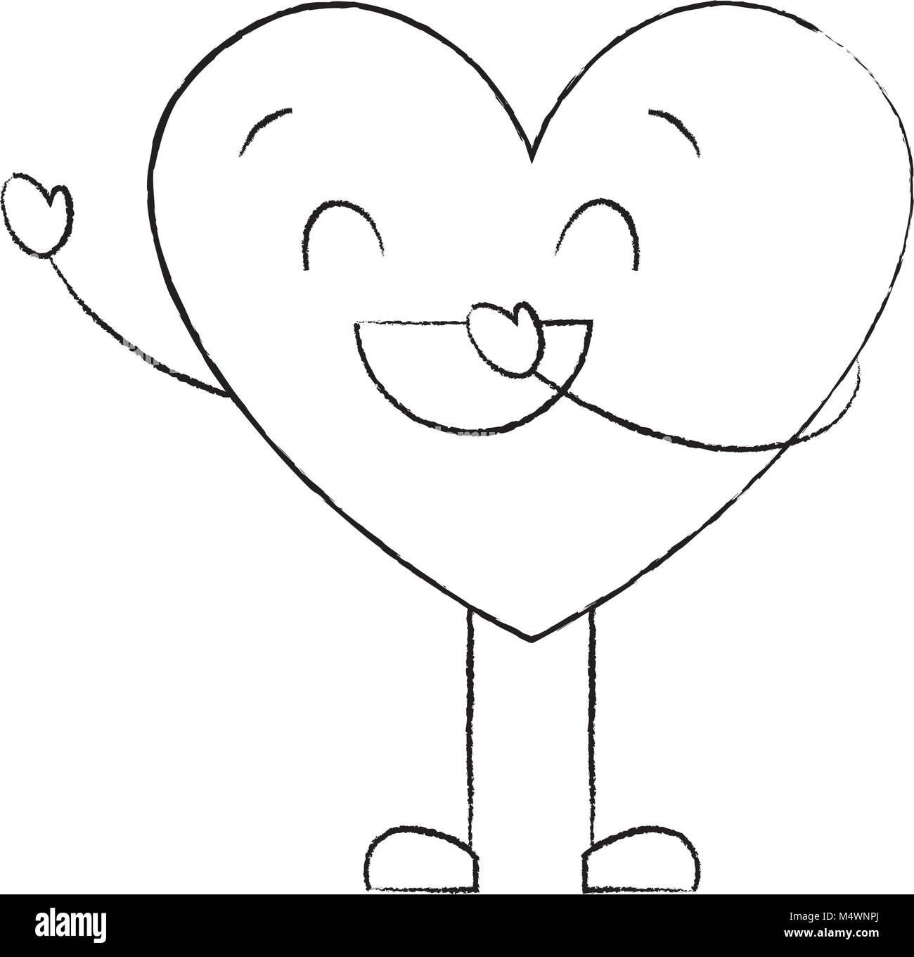cute cartoon heart love smiling emotion character Stock Vector Image ...