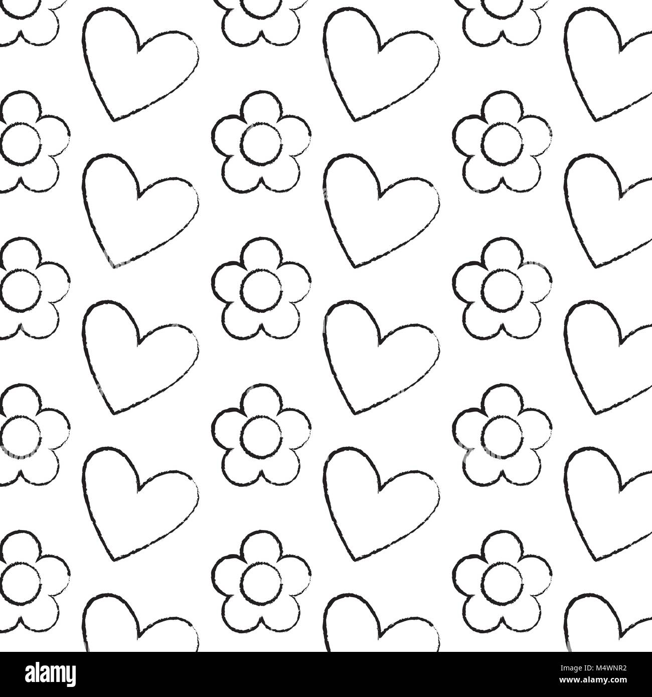 decorative hearts flowers ornate pattern design Stock Vector Image ...