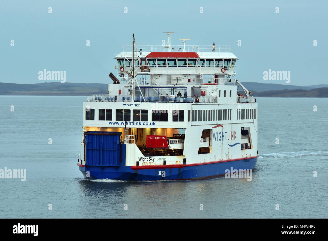 the wightlink isle of wight ferry crossing the solent sea on the south ...