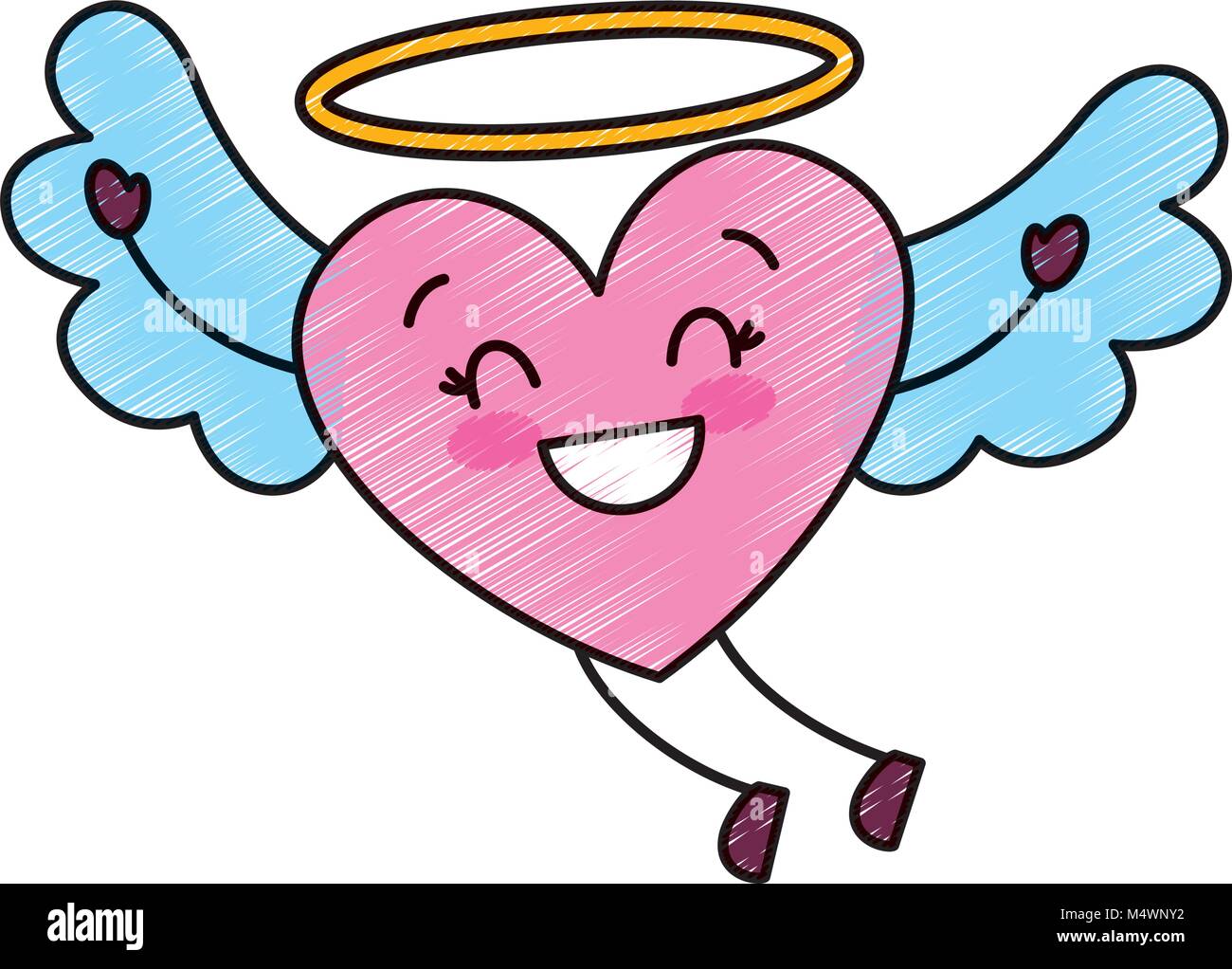 cute love heart flying wings romance Stock Vector Image & Art - Alamy