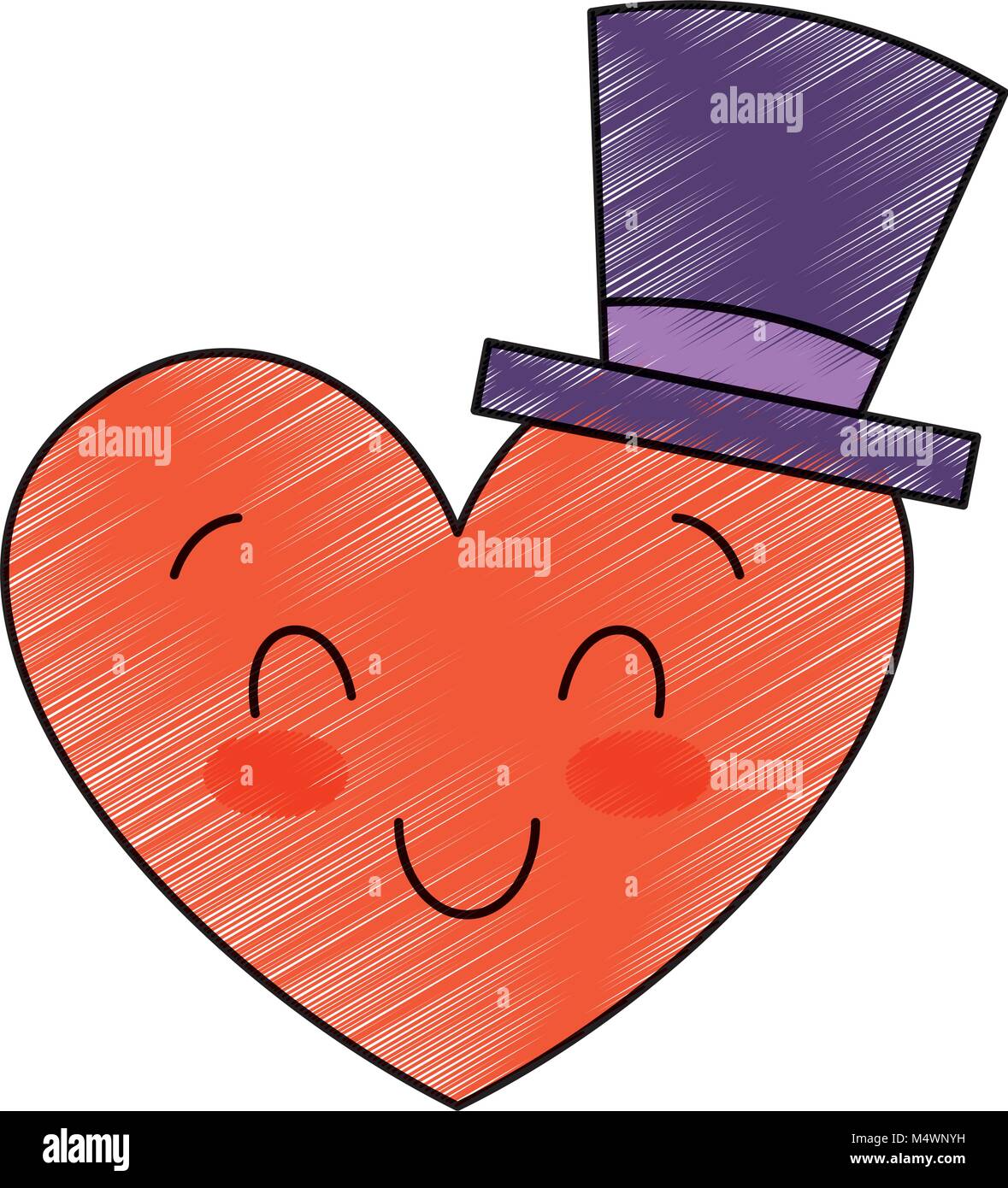 cute heart love with top hat cartoon Stock Vector Image & Art - Alamy