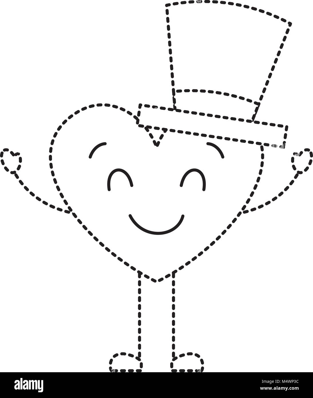 cute cartoon heart in love wearing top hat romantic Stock Vector Image ...