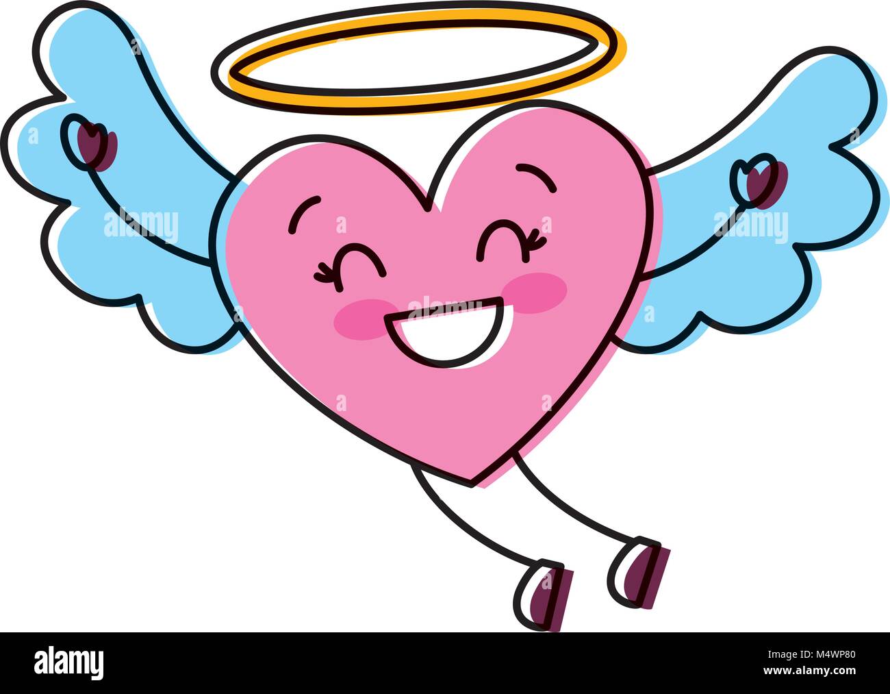 cute love heart flying wings romance Stock Vector Image & Art - Alamy