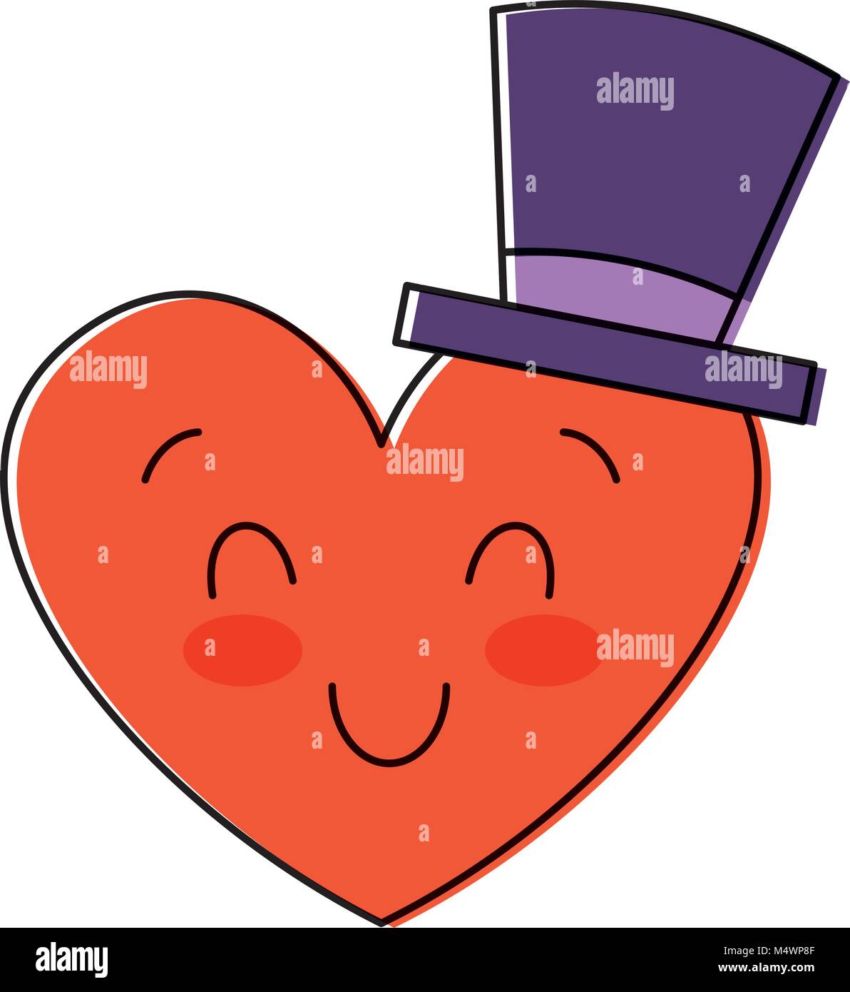 cute heart love with top hat cartoon Stock Vector Image & Art - Alamy