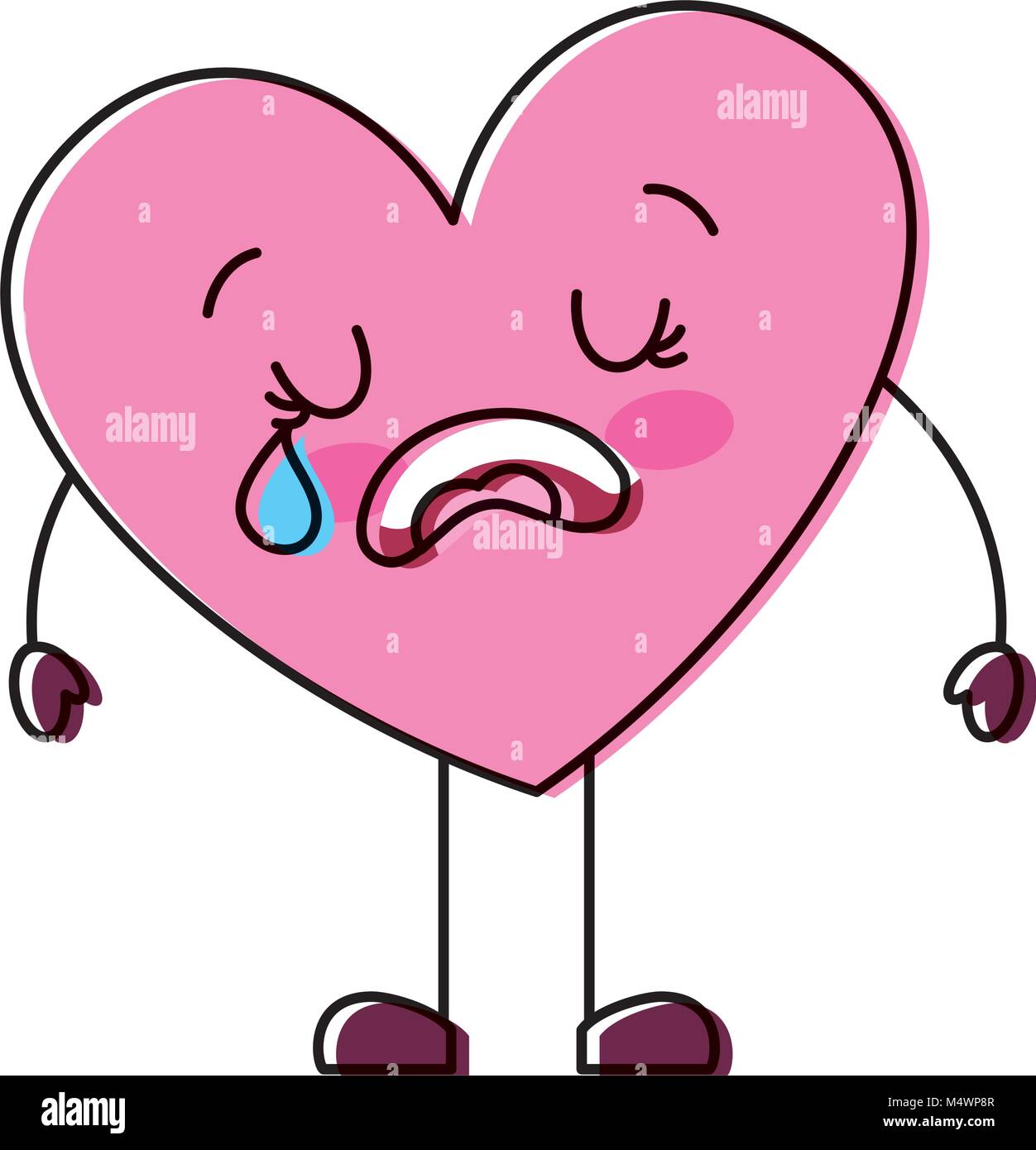 cute cartoon heart love crying sad character Stock Vector Image & Art ...