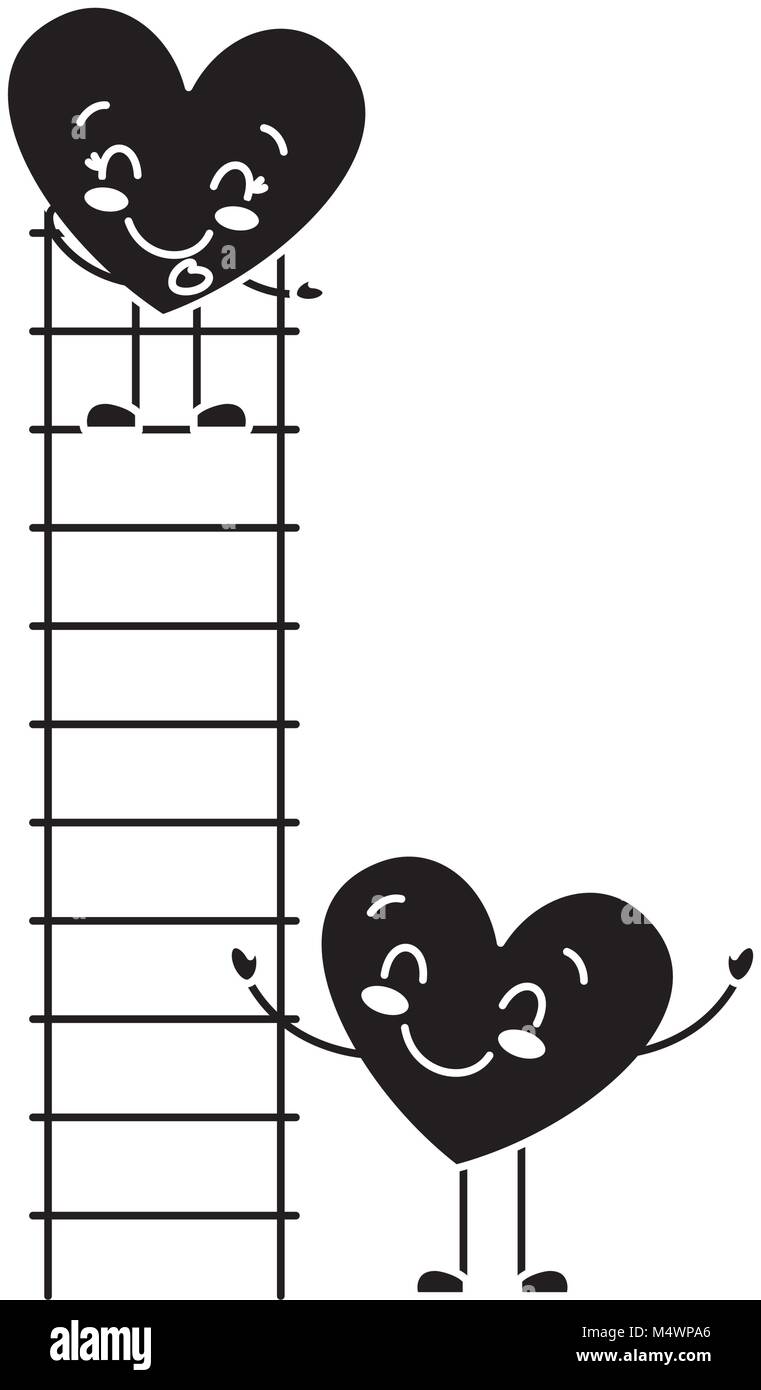 couple of hearts proposing love on a ladder Stock Vector Image & Art ...