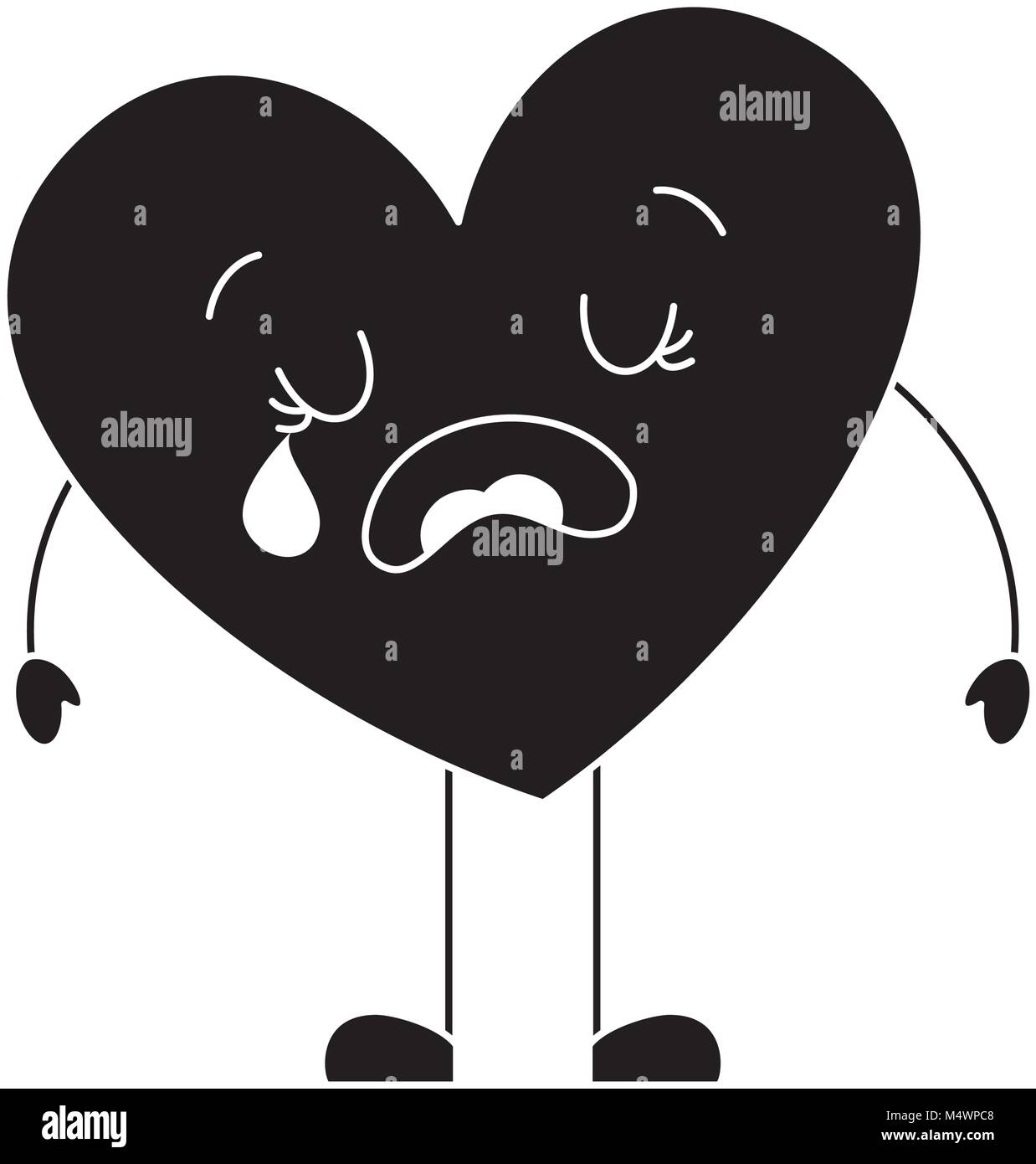 cute cartoon heart love crying sad character Stock Vector Image & Art ...