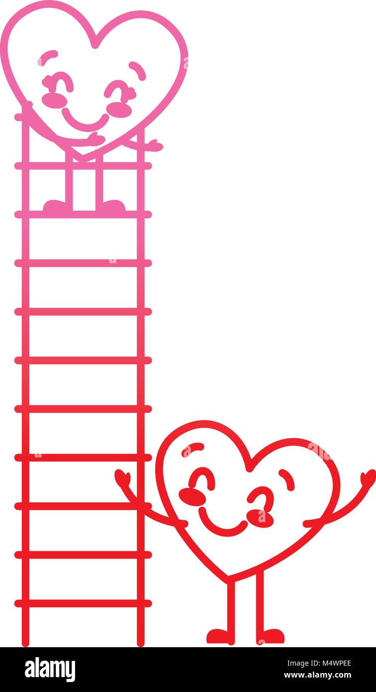 couple of hearts proposing love on a ladder Stock Vector Image & Art ...
