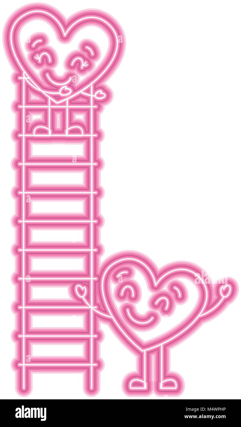 couple of hearts proposing love on a ladder Stock Vector Image & Art ...
