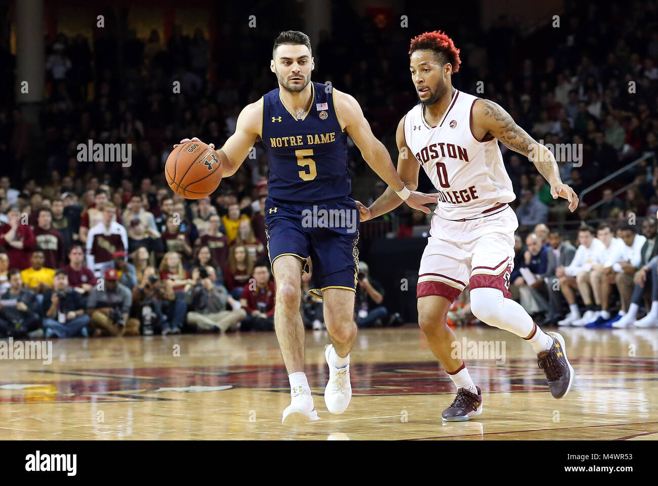 Conte Forum. 17th Feb, 2018. MA, USA; Notre Dame Fighting Irish guard ...