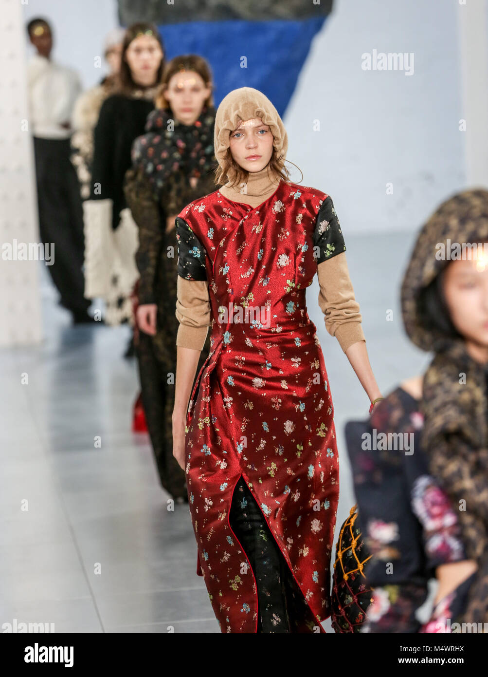 London, UK. 18th Feb, 2018. Models walk the runway at the Preen by ...