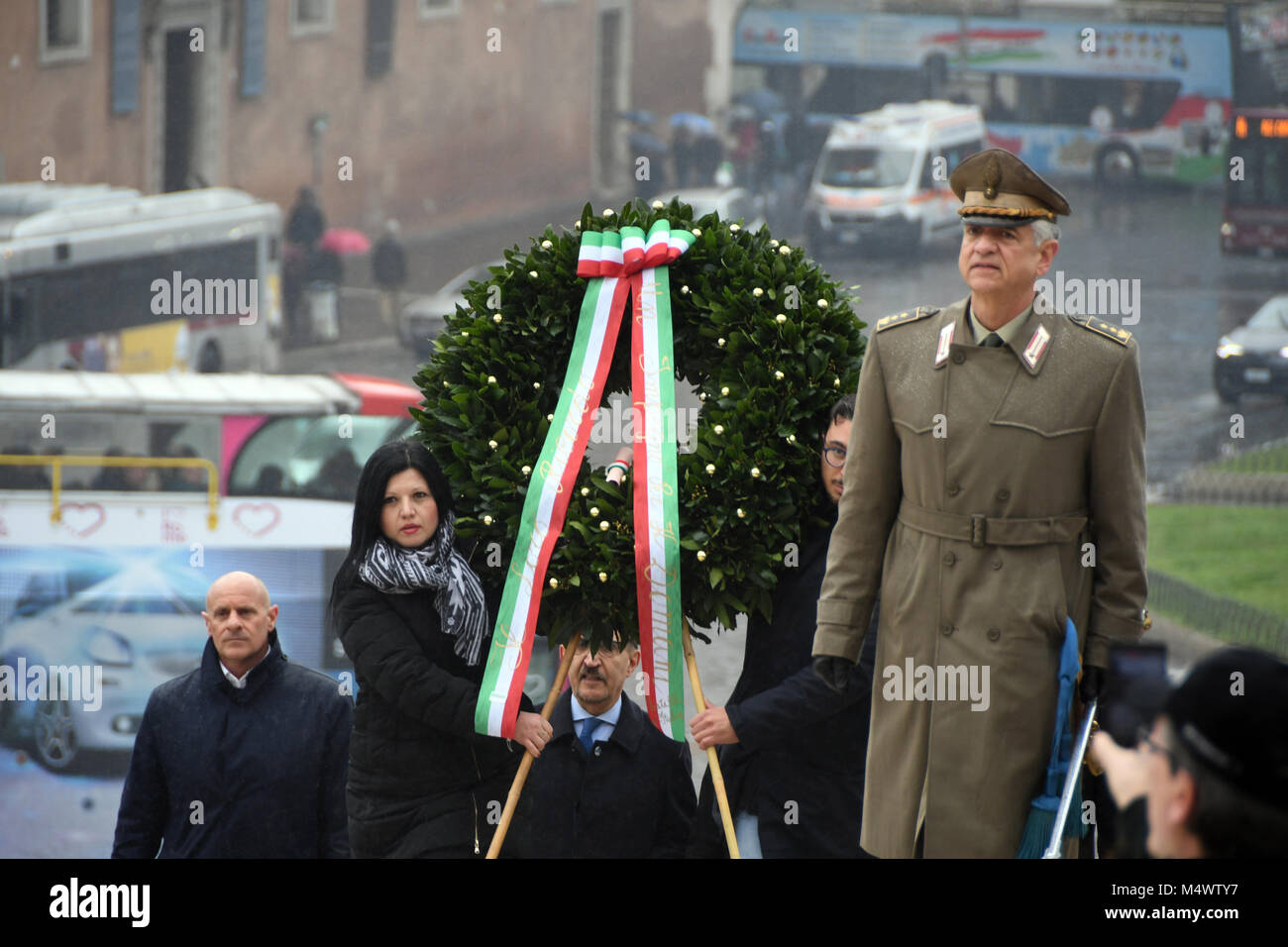 Rome Italy 18 February 2018 :Altare della Patria - Corona di alloro per ...