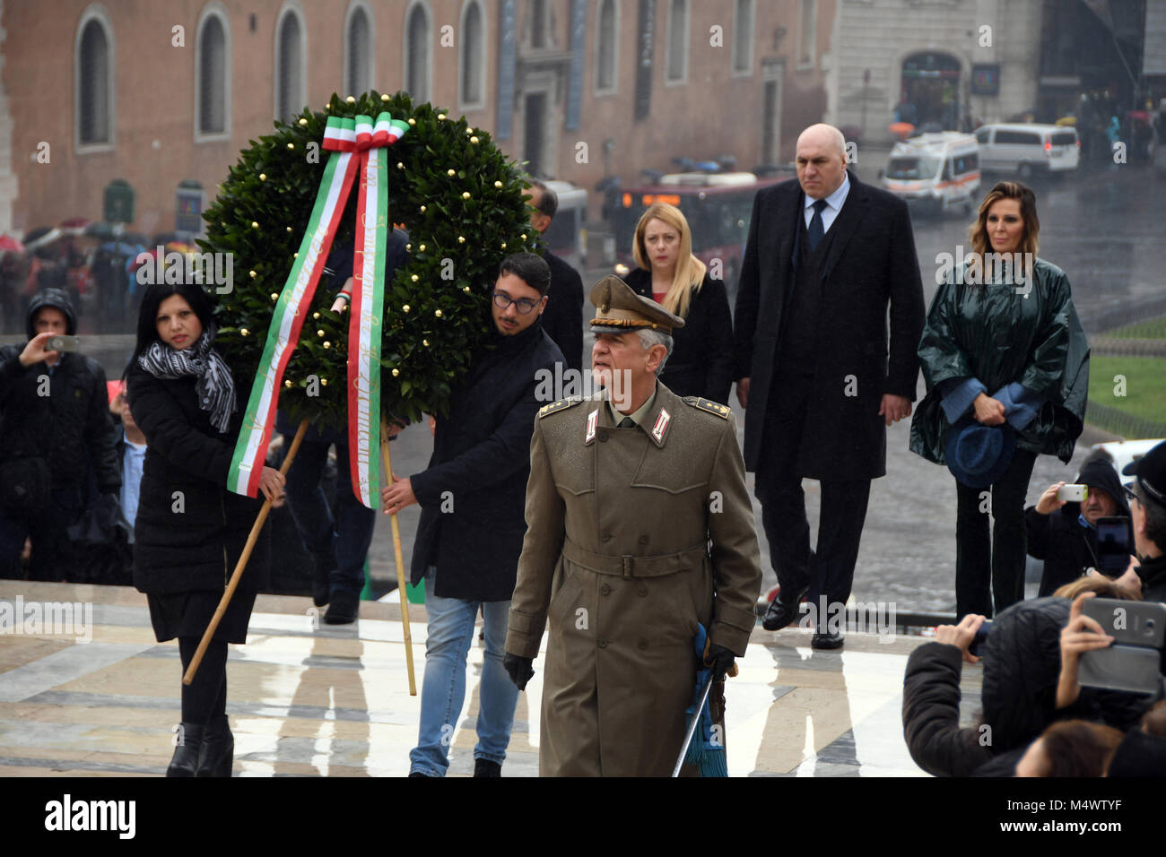 Rome Italy 18 February 2018 :Altare della Patria - Corona di alloro per ...