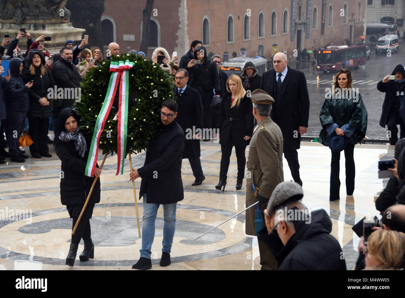 Rome Italy 18 February 2018 :Altare della Patria - Corona di alloro per ...
