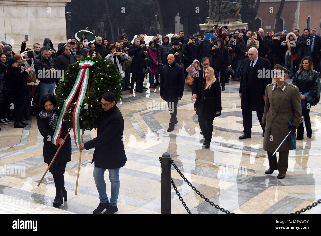 Rome Italy 18 February 2018 :Altare della Patria - Corona di alloro per ...