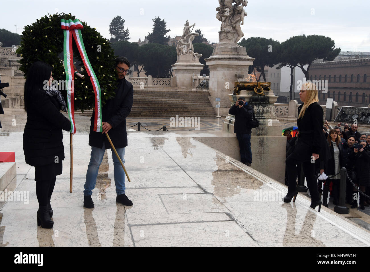 Rome Italy 18 February 2018 :Altare della Patria - Corona di alloro per ...