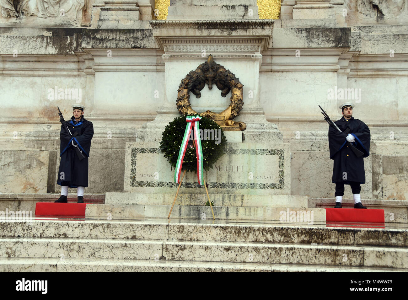 Rome Italy 18 February 2018 :Altare della Patria - Corona di alloro per ...