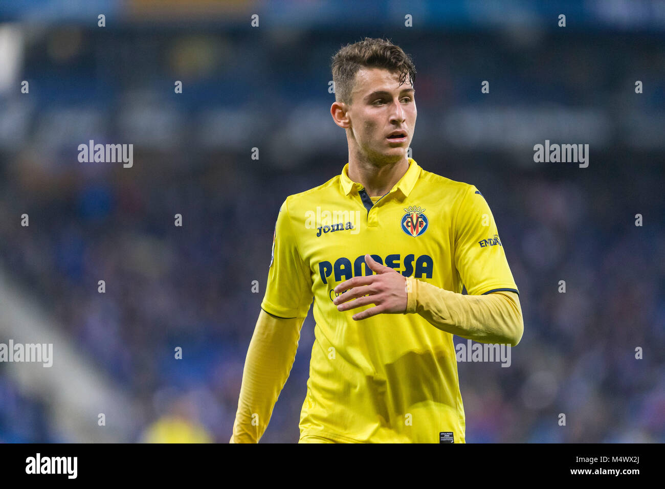 Barcelona, Spain. 18th Feb, 2018. Villarreal midfielder Daniel Raba (28 ...