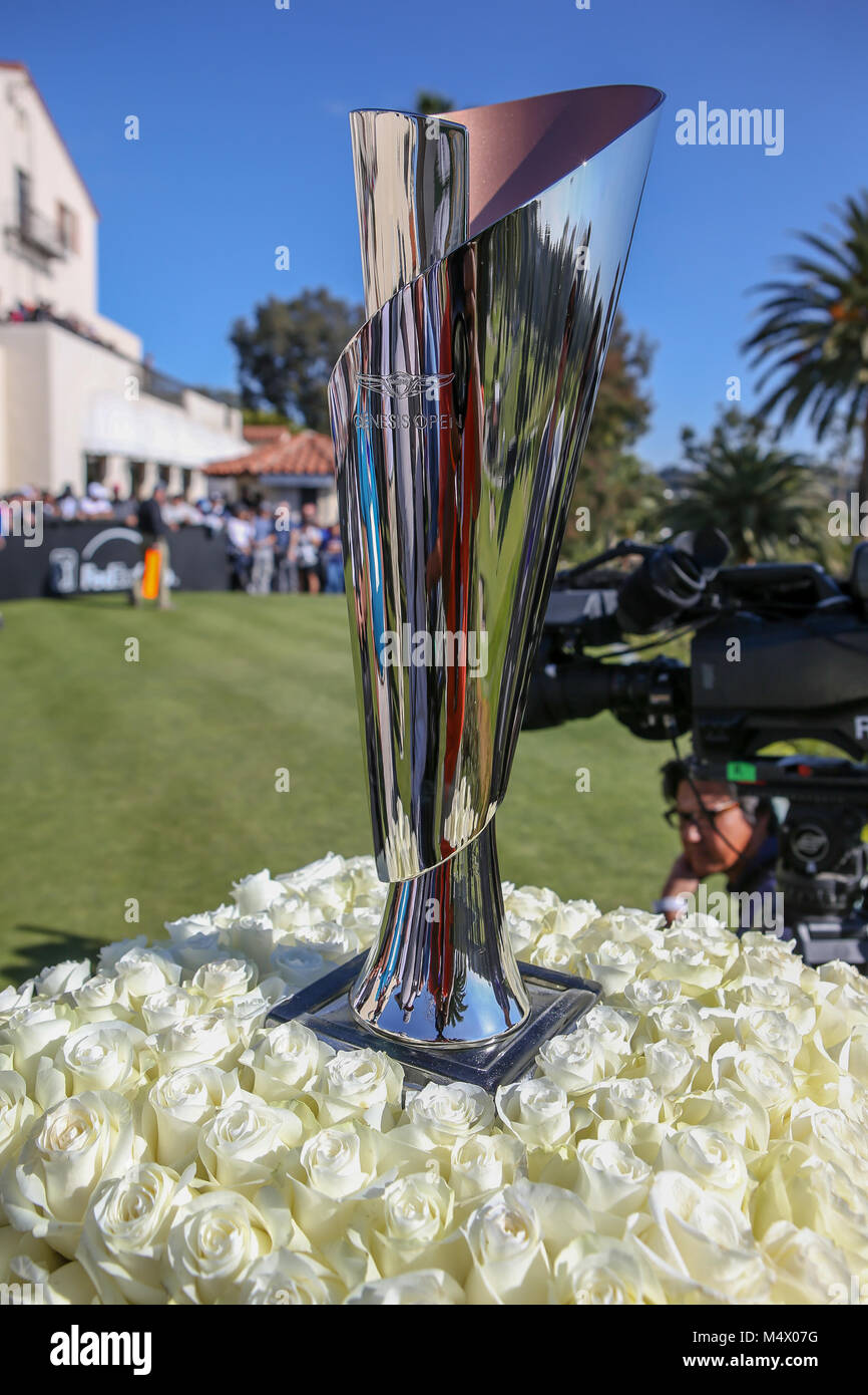 Los Angeles, CA, USA. 18th Feb, 2018. Genesis Open Cup at first tee box ...