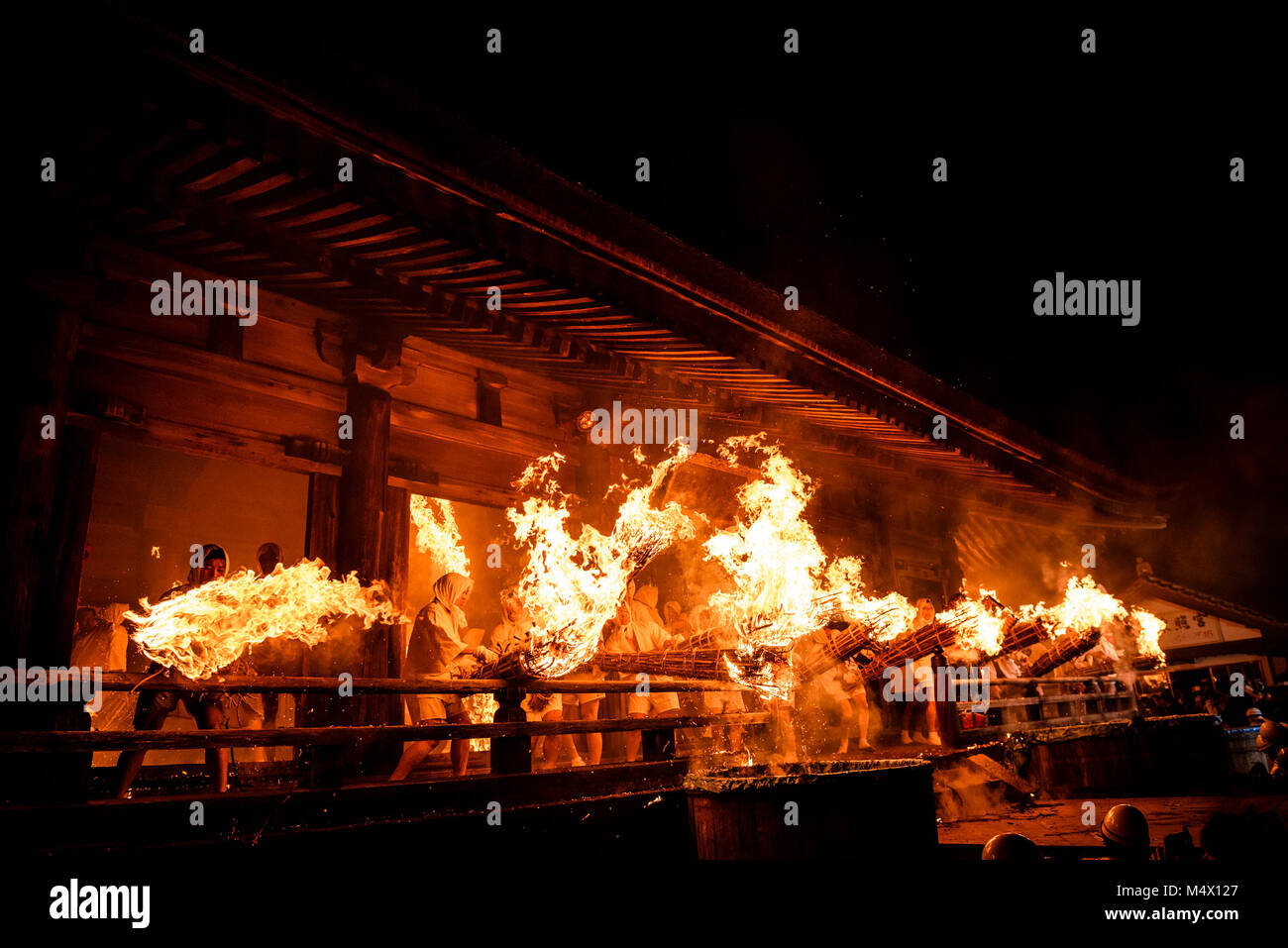 FEBRUARY 17, 2018 - Men perform a fire ceremony during the Takisanji ...