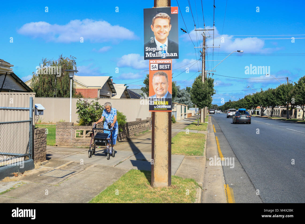 Adelaide, Australia. 19th Feb 2018. Campaign posters representing the ...