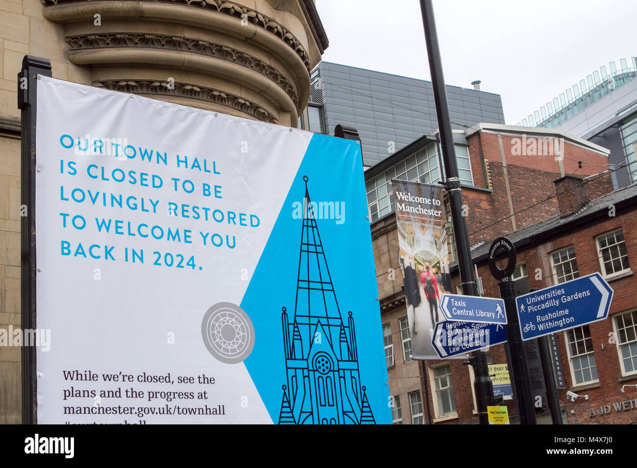 Manchester town hall closed for repairs and refurbishment Stock Photo ...