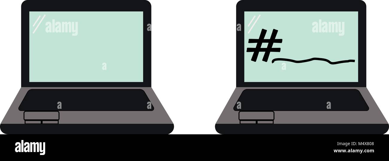 Vector set of two laptop computers icons isolated on white background ...